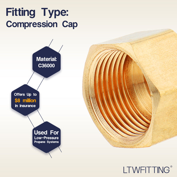 3/8-Inch Brass Compression Cap Stop Valve Cap (Pack of 60) LTWFITTING ...