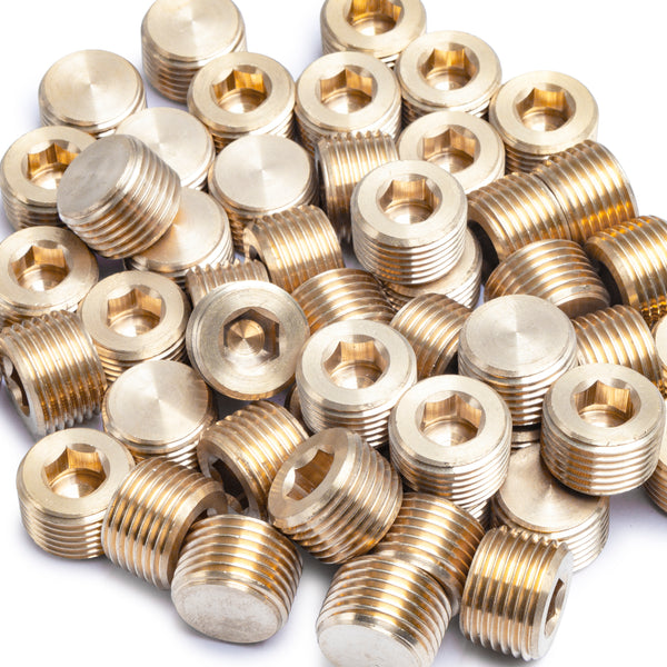 LTWFITTING Brass Pipe Internal Hex Head Plug Fittings 1/2 Inch Male NP ...